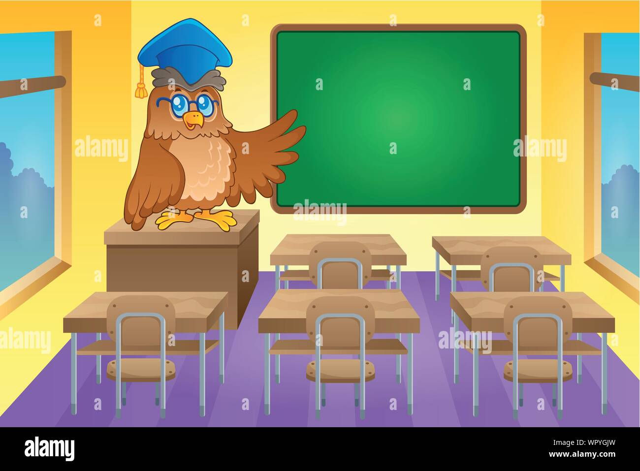 Classroom with owl teacher Stock Vector Image & Art - Alamy
