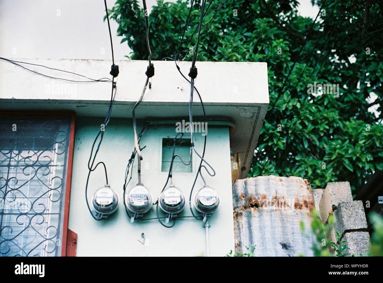 House with electricity meters hi-res stock photography and images - Alamy