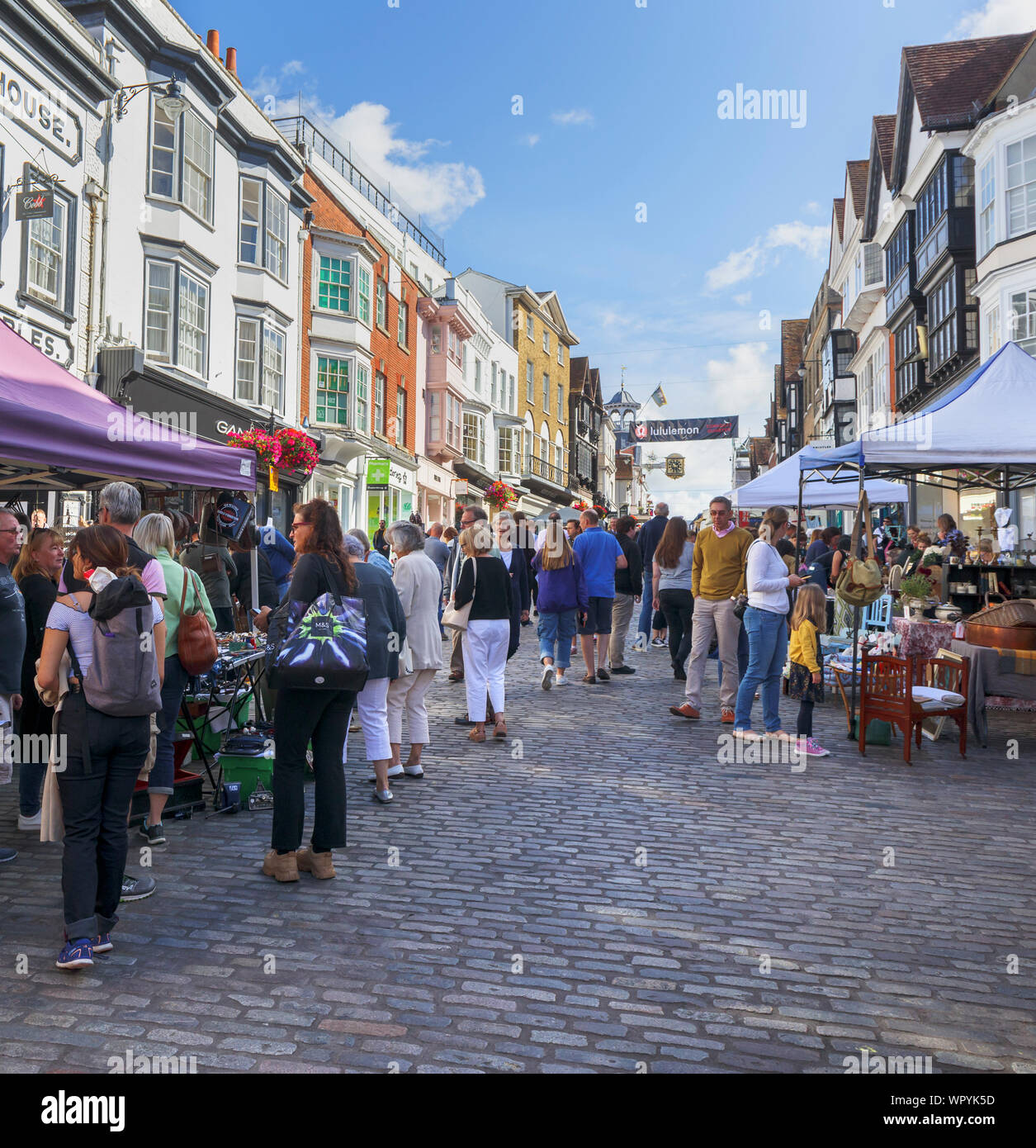Antiques displayed for sale on stalls in the Guildford Antique ...