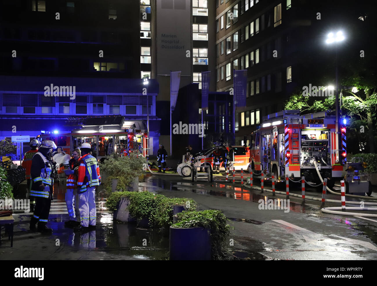 Duesseldorf, Germany. 10th Sep, 2019. After a fire in Marien Hospital ...