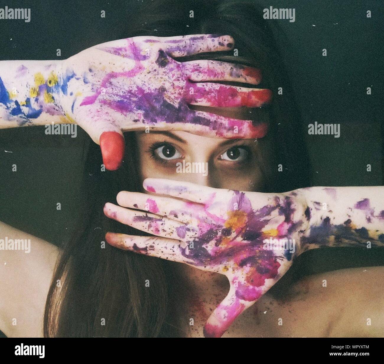Hand paint, ethnicity, hands up hi-res stock photography and images - Alamy