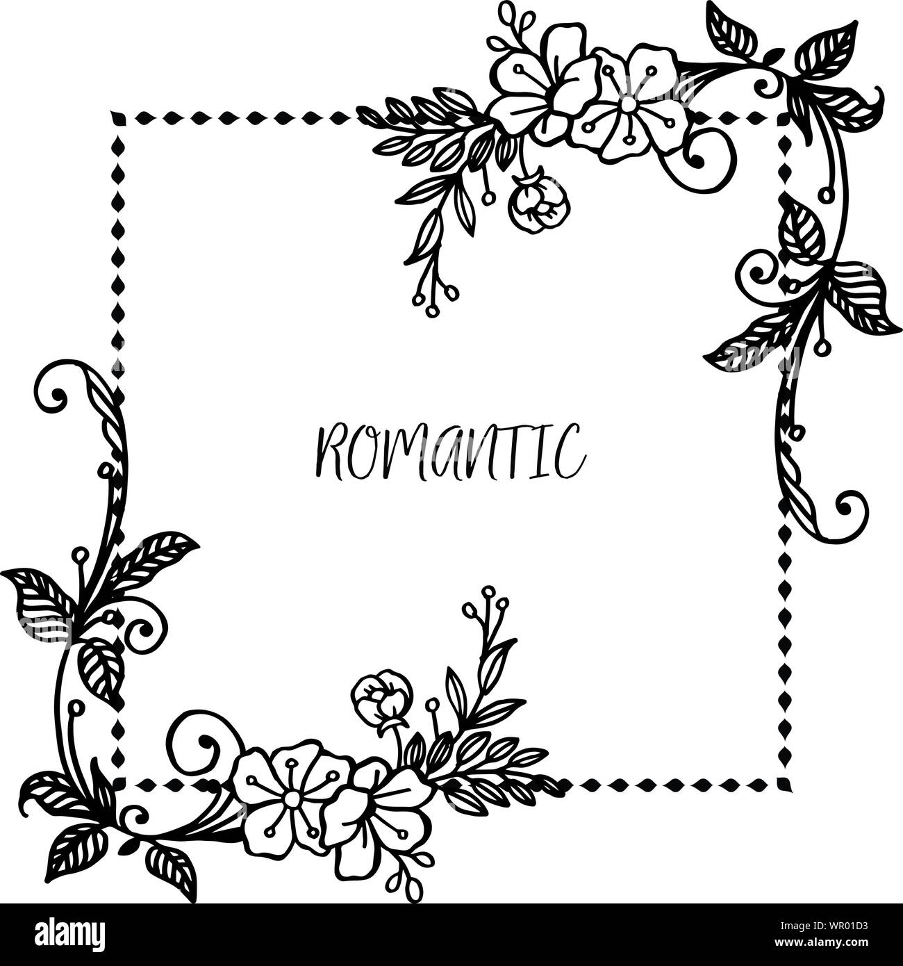 Banner romantic with sketch element of wreath frame. Vector Stock ...
