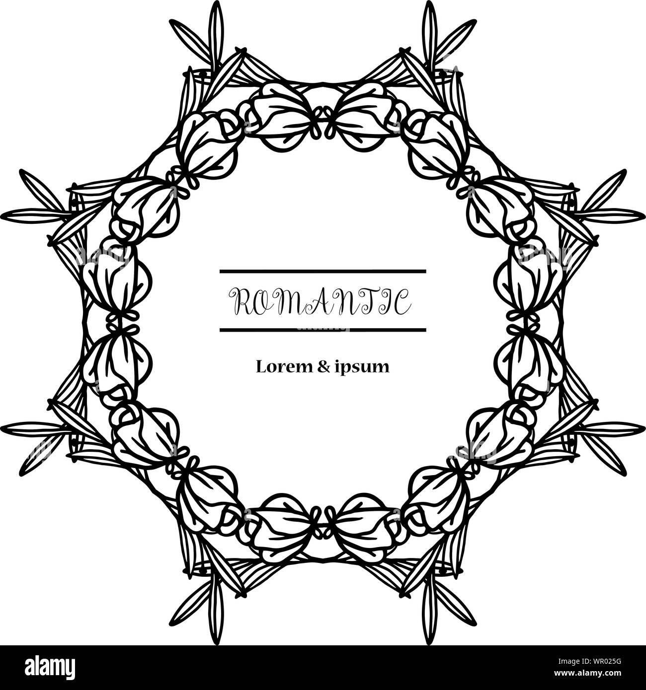 Banner romantic with sketch element of wreath frame. Vector Stock ...