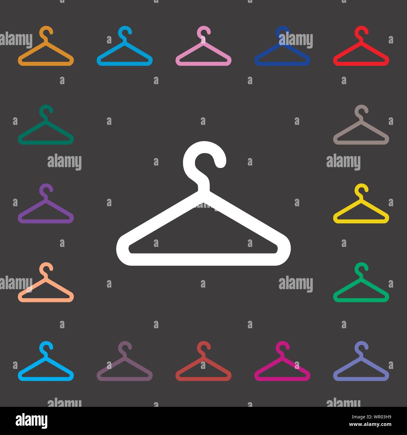 clothes hanger iconi sign. Lots of colorful symbols for your design ...