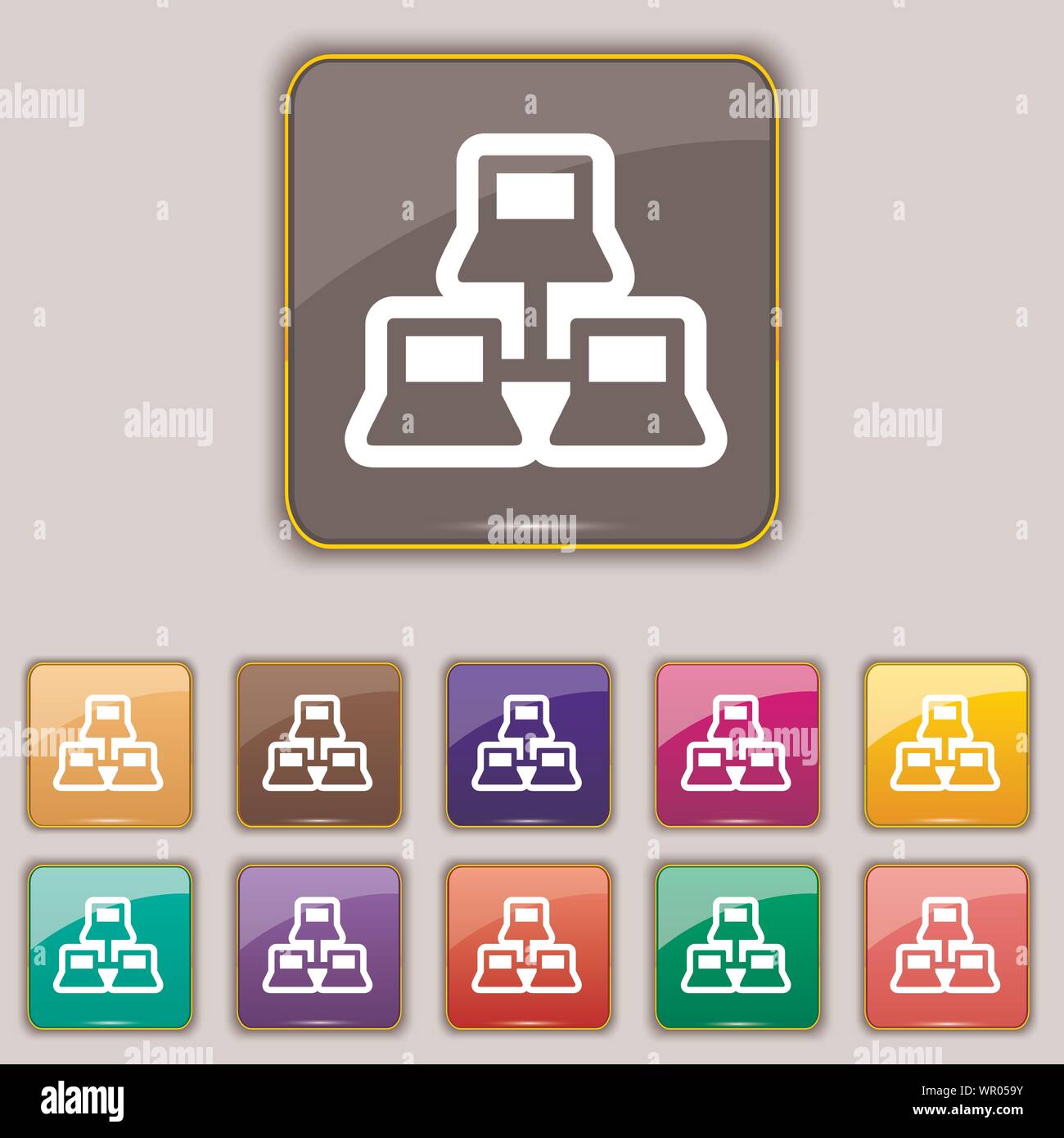 local area network icon sign. Set with eleven colored buttons for your ...