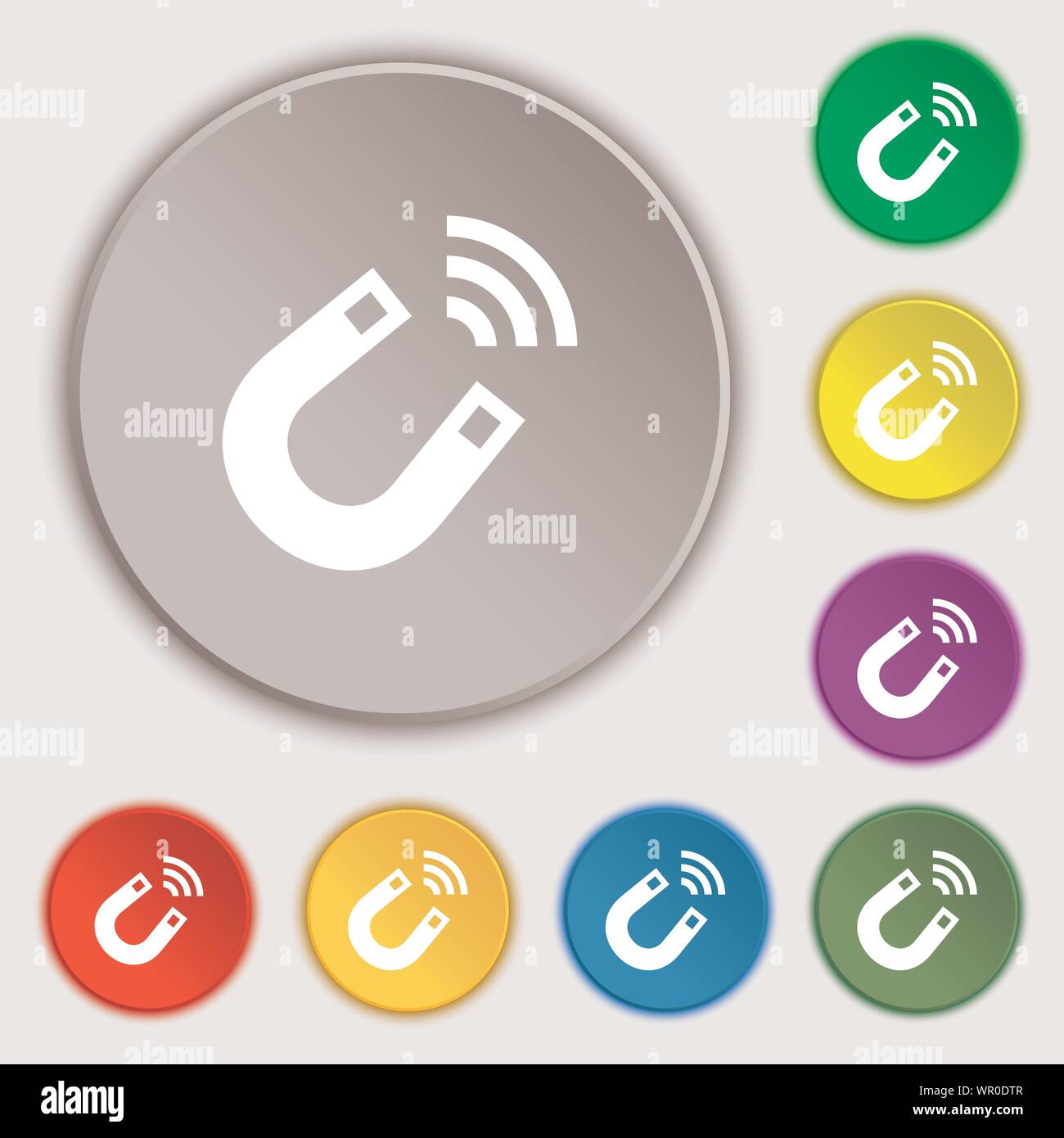 Magnet icon sign. Symbol on eight flat buttons. Vector Stock Vector ...