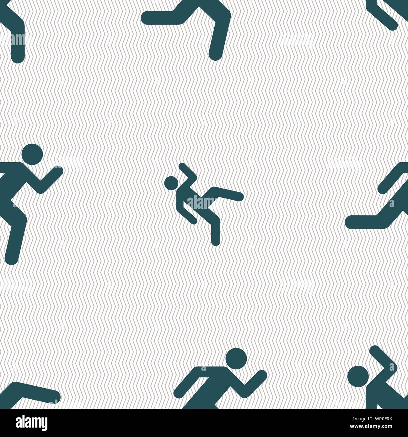 running man icon sign. Seamless pattern with geometric texture. Vector ...