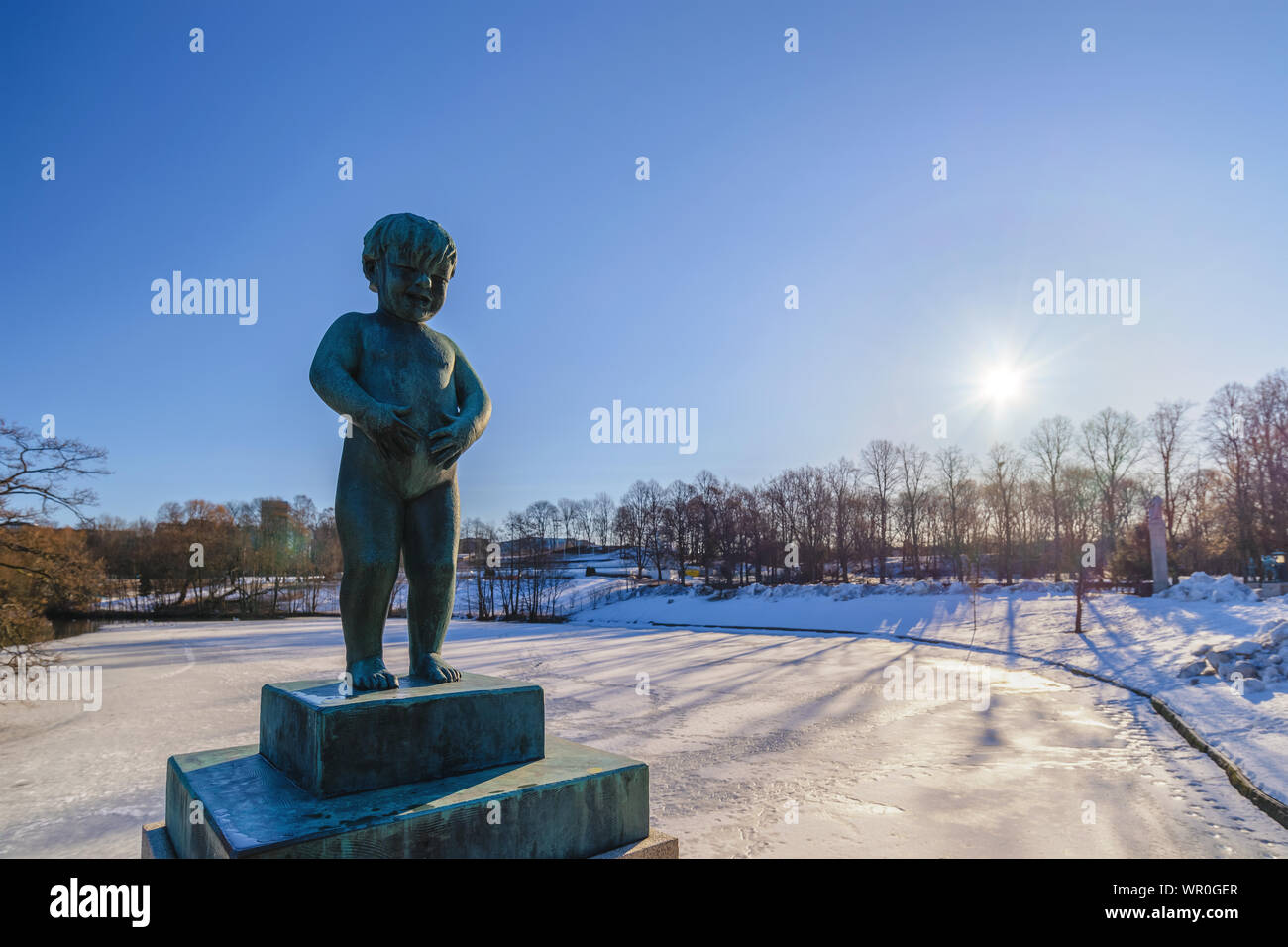 Oslo, Norway - April 6, 2018: Oslo winter landscape at Vigeland ...