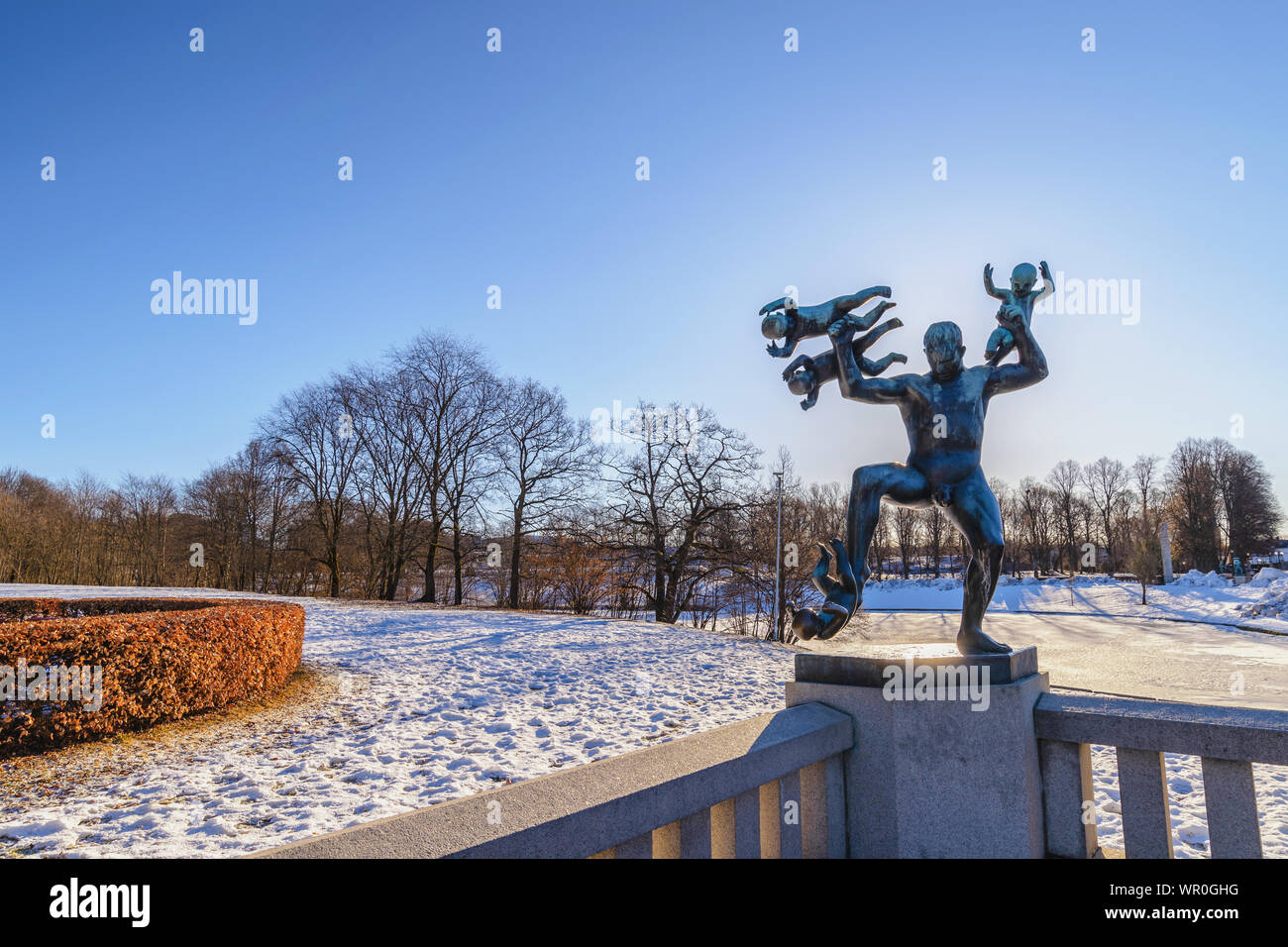 Oslo, Norway - April 6, 2018: Oslo winter landscape at Vigeland ...