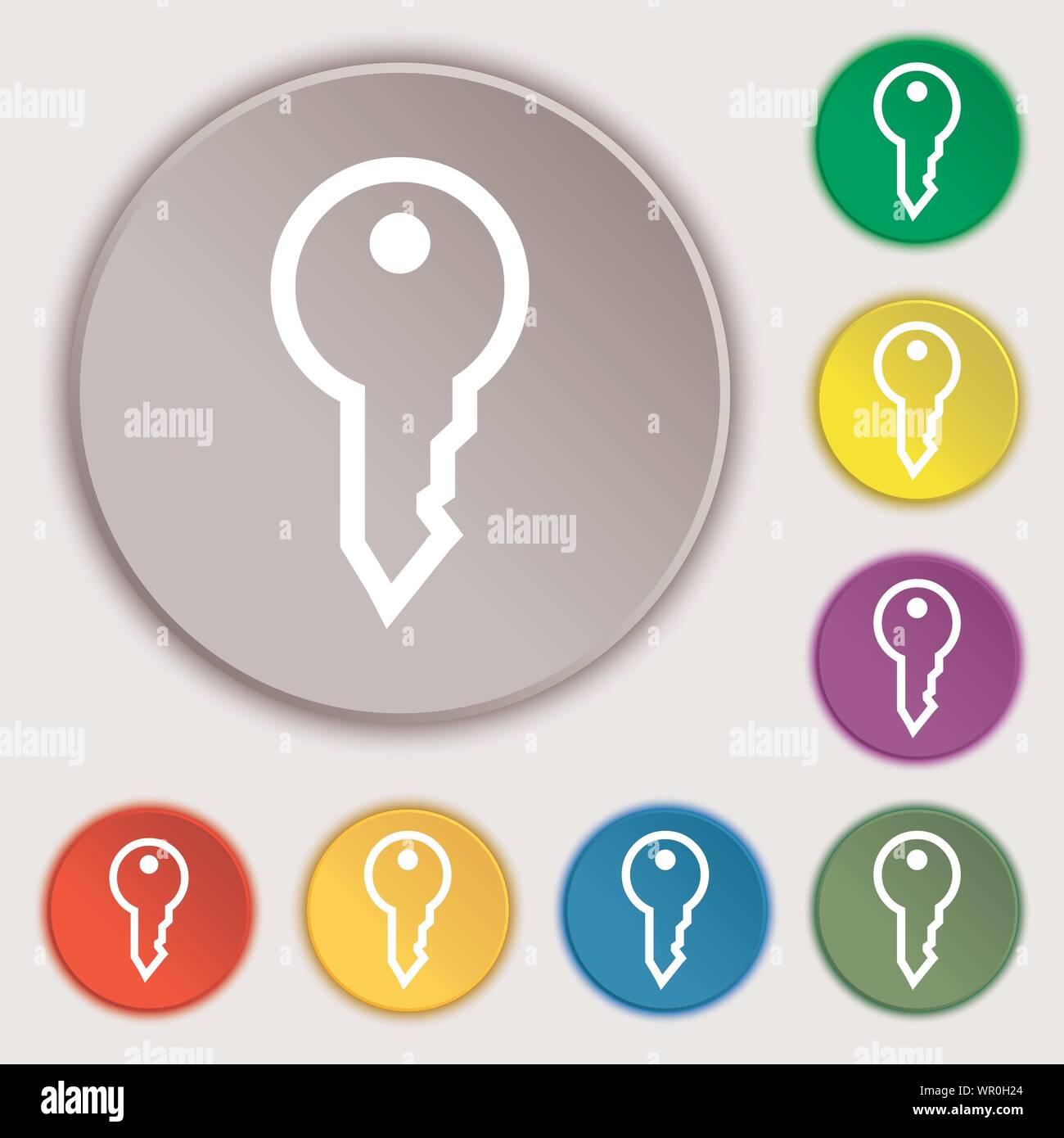 Key icon sign. Symbol on eight flat buttons. Vector Stock Vector Image ...