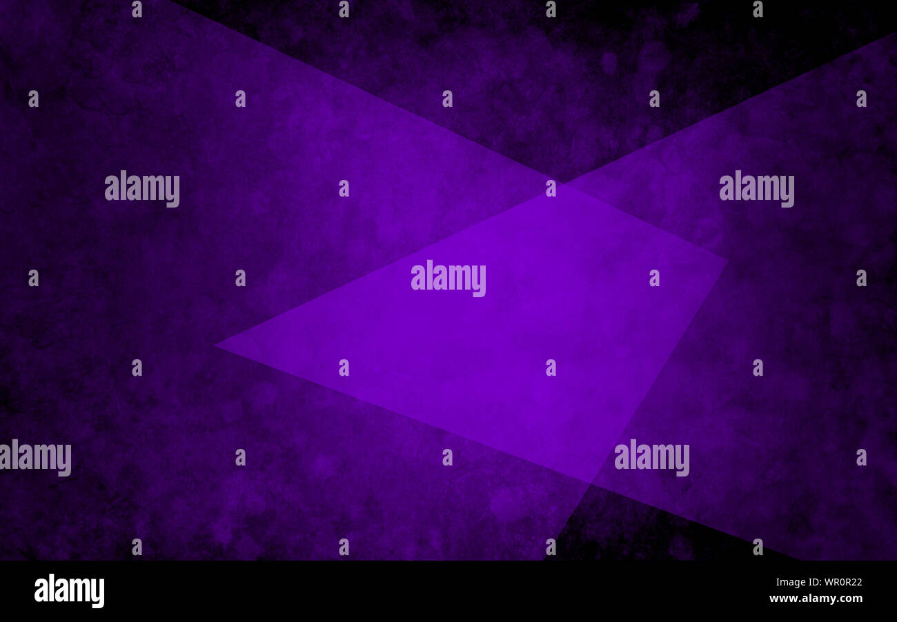 Abstract layers of purple triangles on textured black background in ...