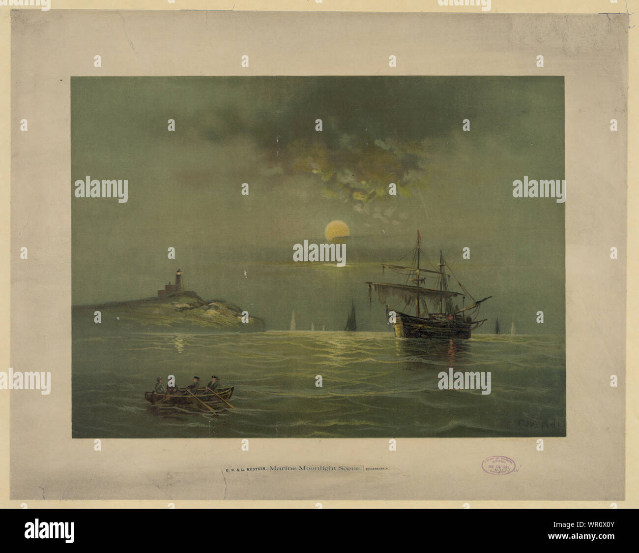 Marine moonlight scene Stock Photo - Alamy