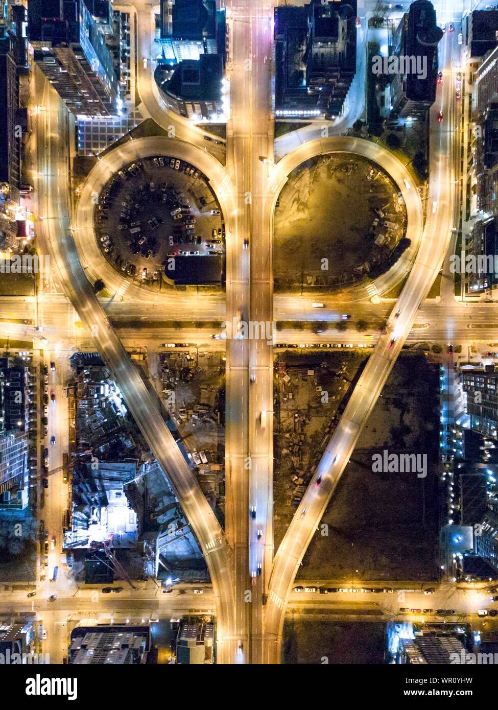 City streets aerial night hi-res stock photography and images - Alamy