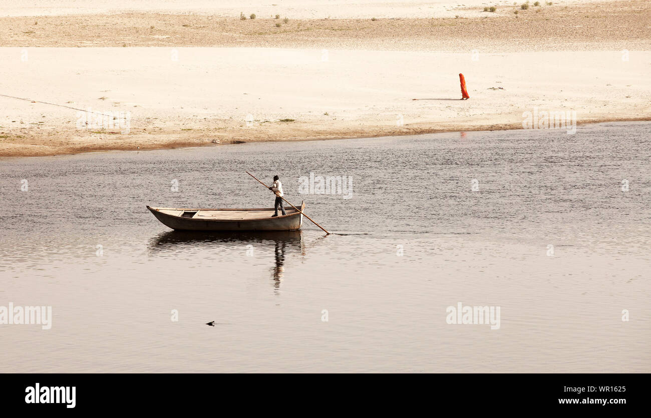 Indian man on boat hi-res stock photography and images - Alamy