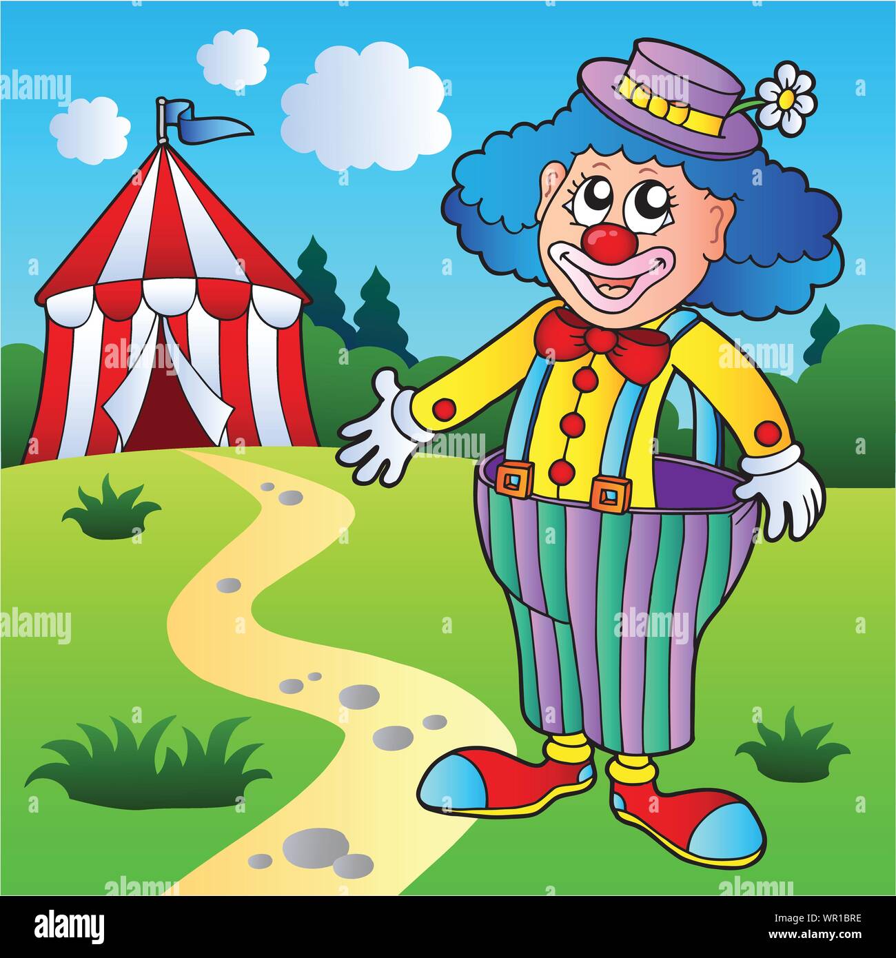 Clown in big pants with circus tent Stock Vector Image & Art - Alamy
