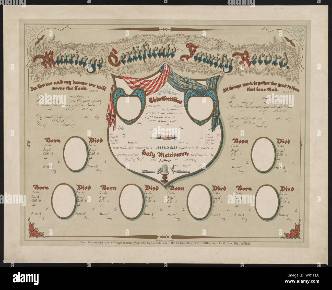 Marriage certificate and family record. Detroit Stock Photo - Alamy