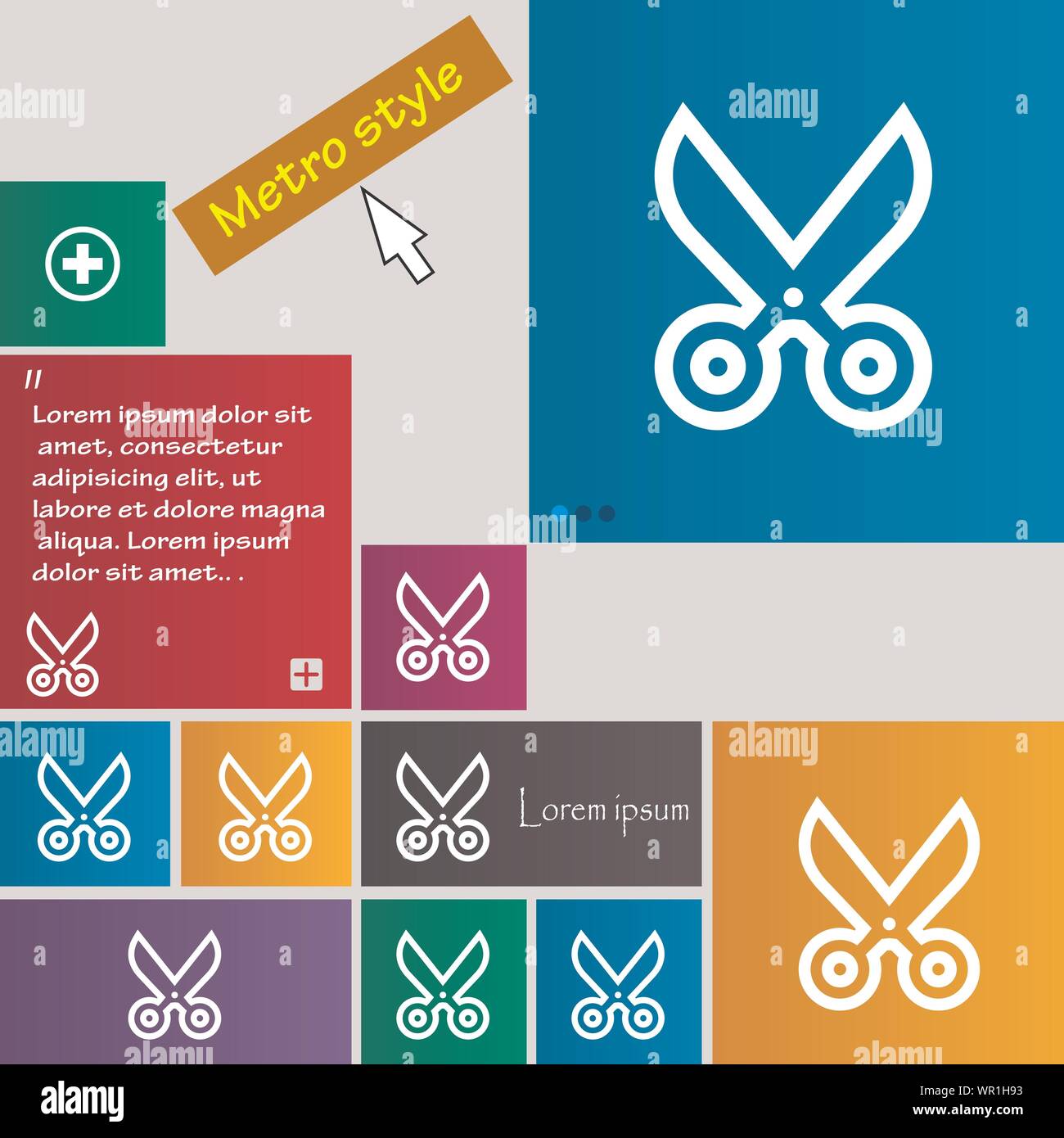 scissors icon sign. buttons. Modern interface website buttons with cursor pointer. Vector Stock ...