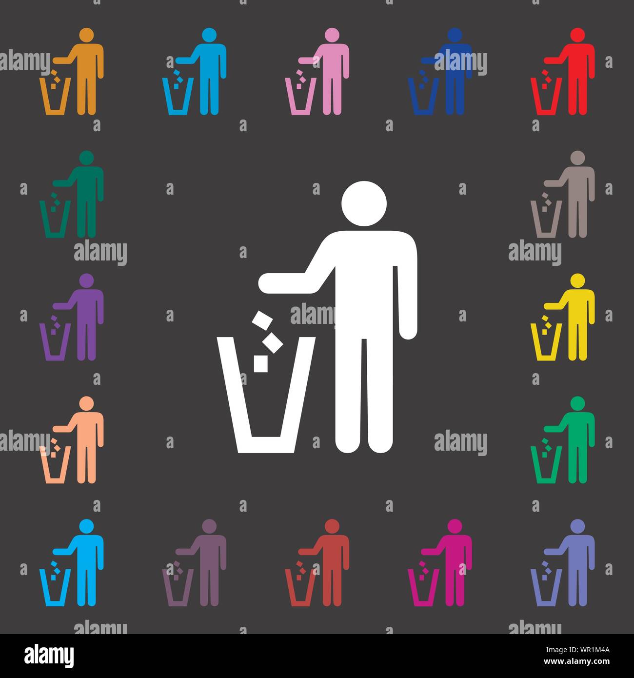 throw away the trash iconi sign. Lots of colorful symbols for your ...