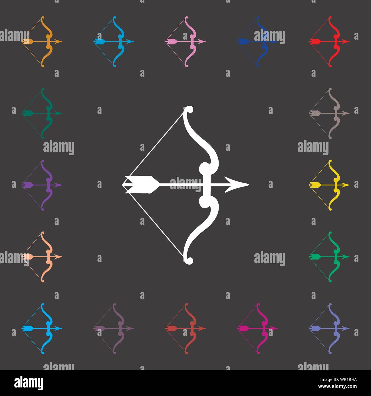 bow and arrow iconi sign. Lots of colorful symbols for your design ...