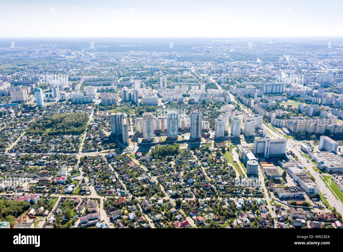 aerial photography of a residential neighborhood in Minsk, Belarus ...