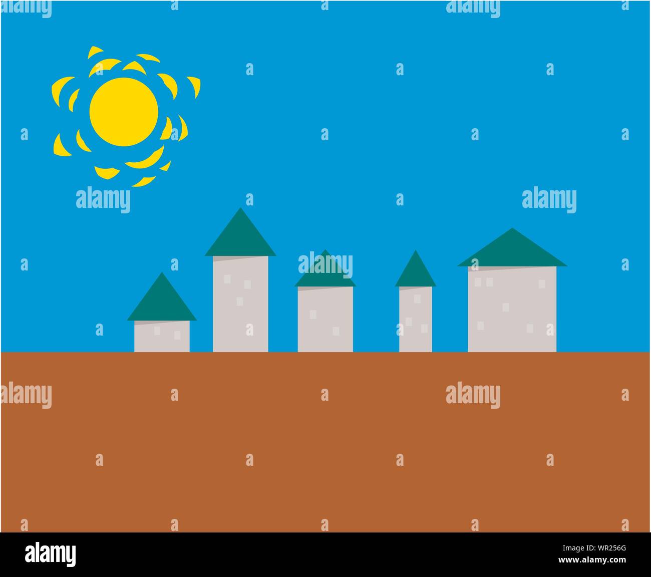 Stylized small town - vector illustration Stock Vector Image & Art - Alamy