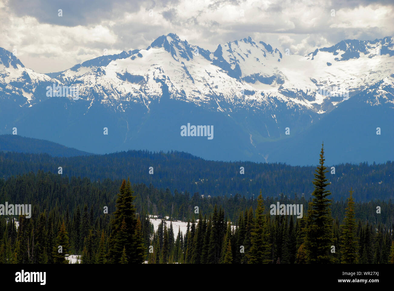 An alpine view of Tantalus mountain range seen from Garibaldi ...