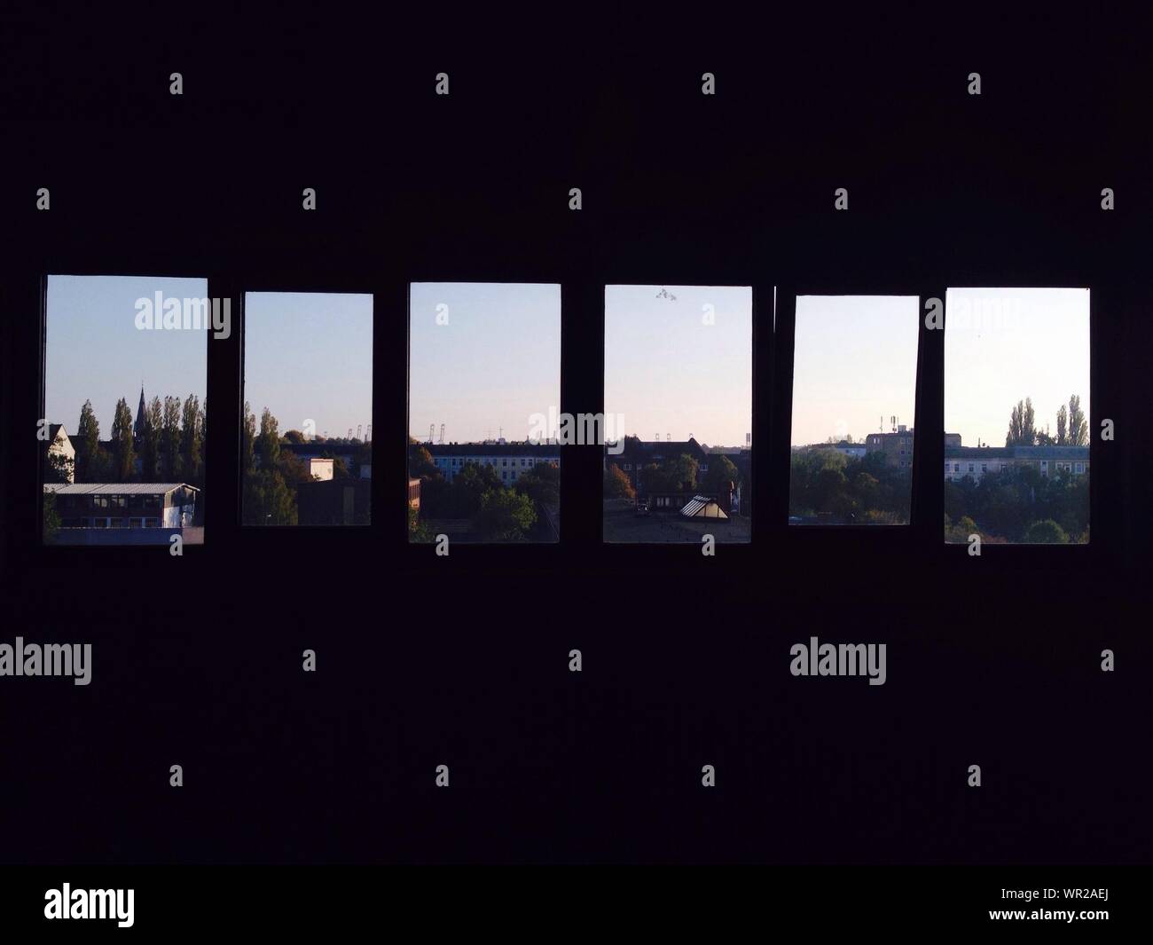 View Of City From Window Stock Photo - Alamy