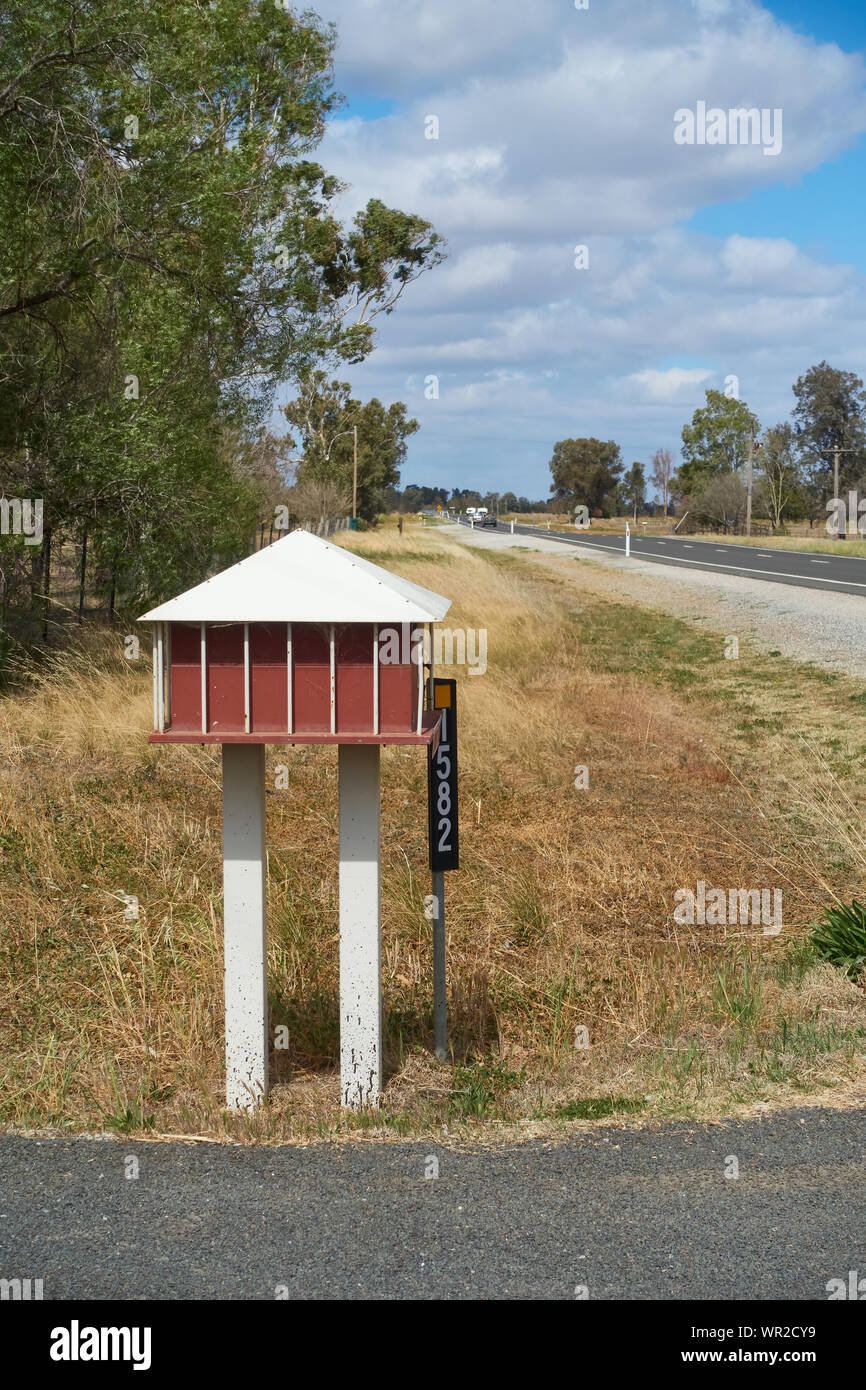 A roadside mailbox styled after an Australian farm house. Attunga NSW ...