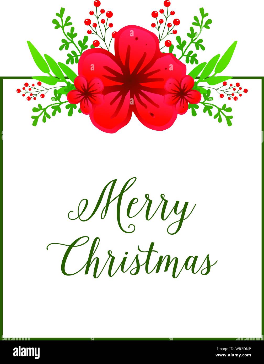 Bright blooms red flower frame, for template of various card merry ...