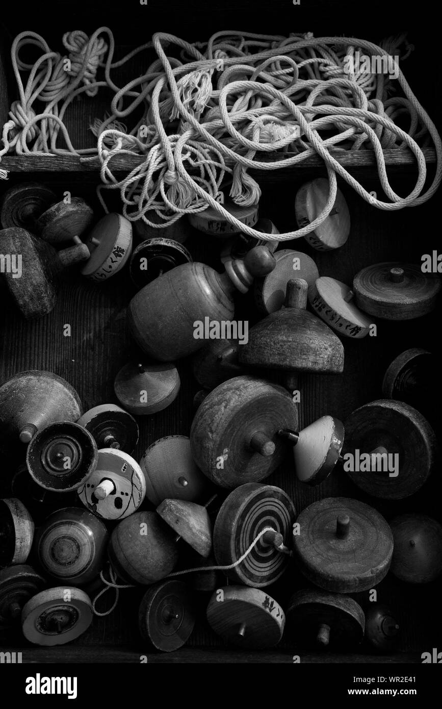 Spinning top toy Black and White Stock Photos & Images - Alamy