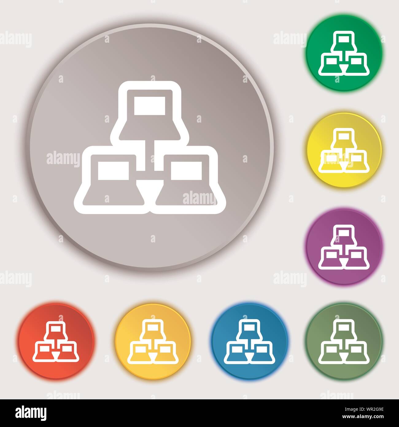 local area network icon sign. Symbol on eight flat buttons. Vector ...