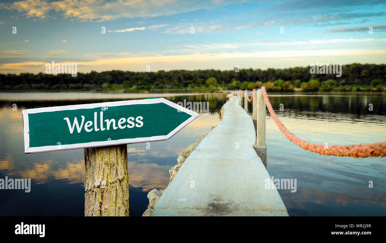 Street Sign the Direction Way to Wellness Stock Photo - Alamy