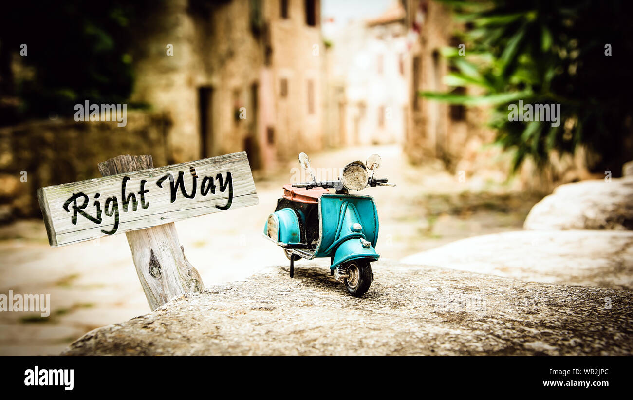 Street Sign the Direction Way to Right Way Stock Photo - Alamy