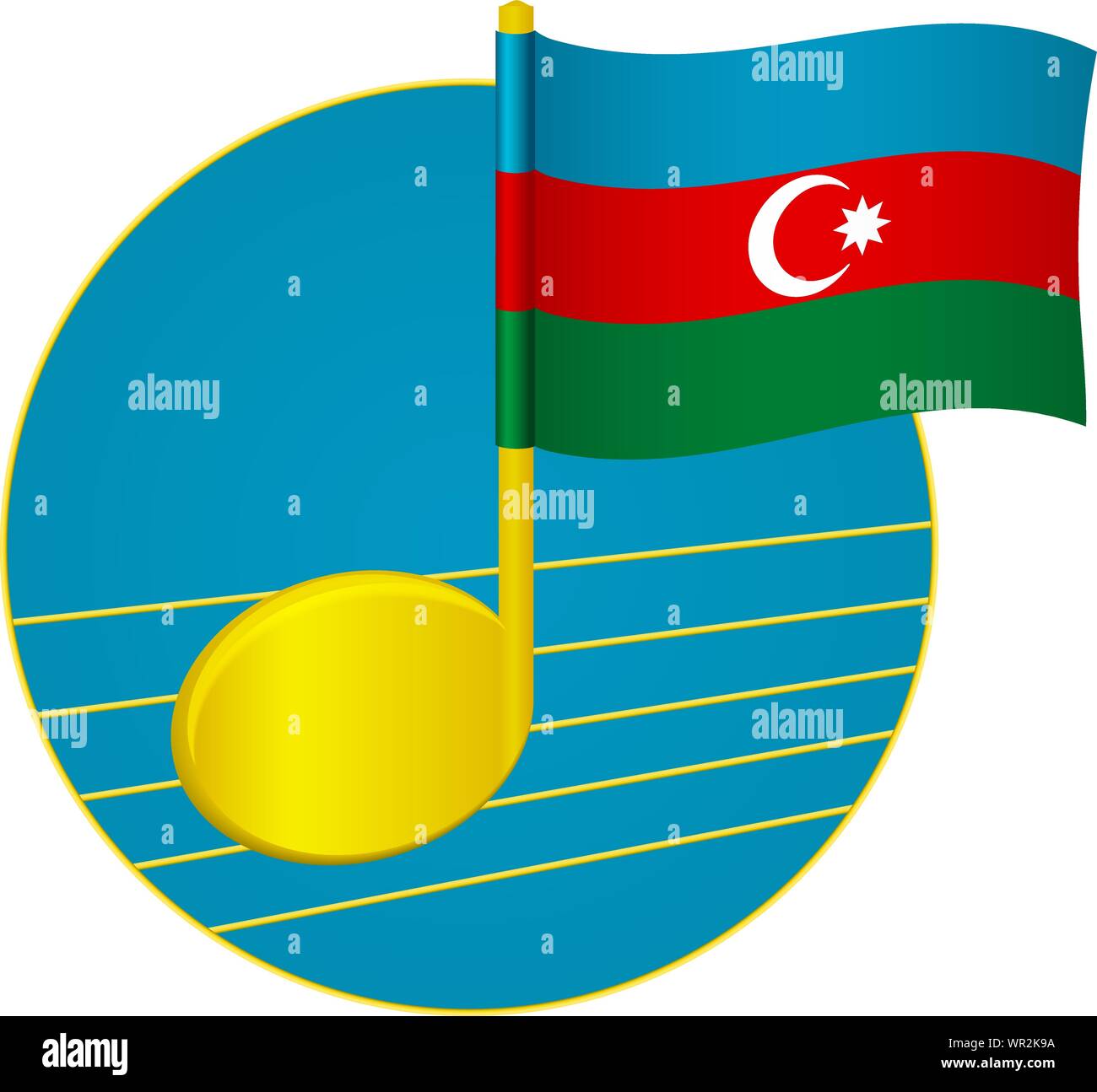 Azerbaijan flag and musical note. Music background. National flag of ...