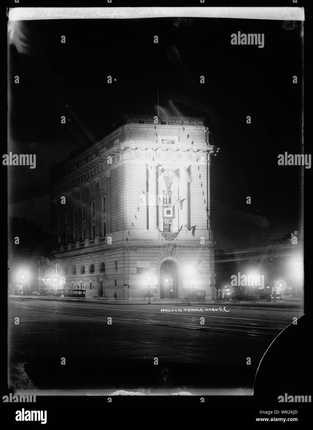 Masonic Temple, night Stock Photo - Alamy