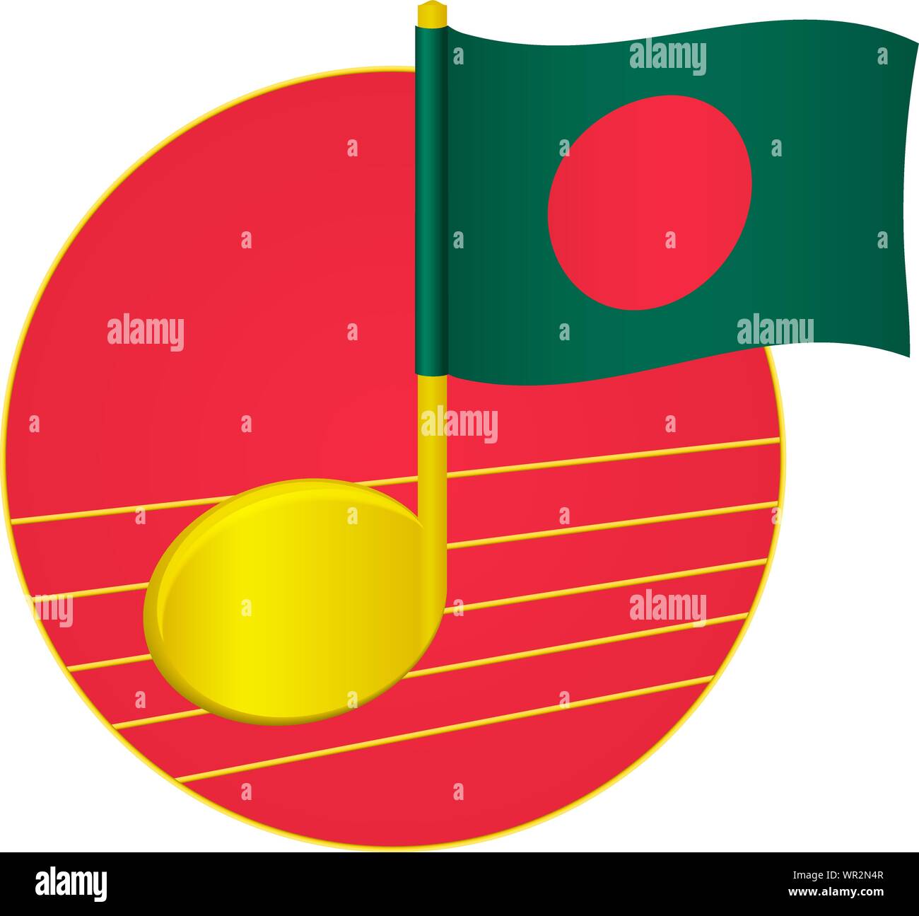 Bangladesh flag and musical note. Music background. National flag of ...