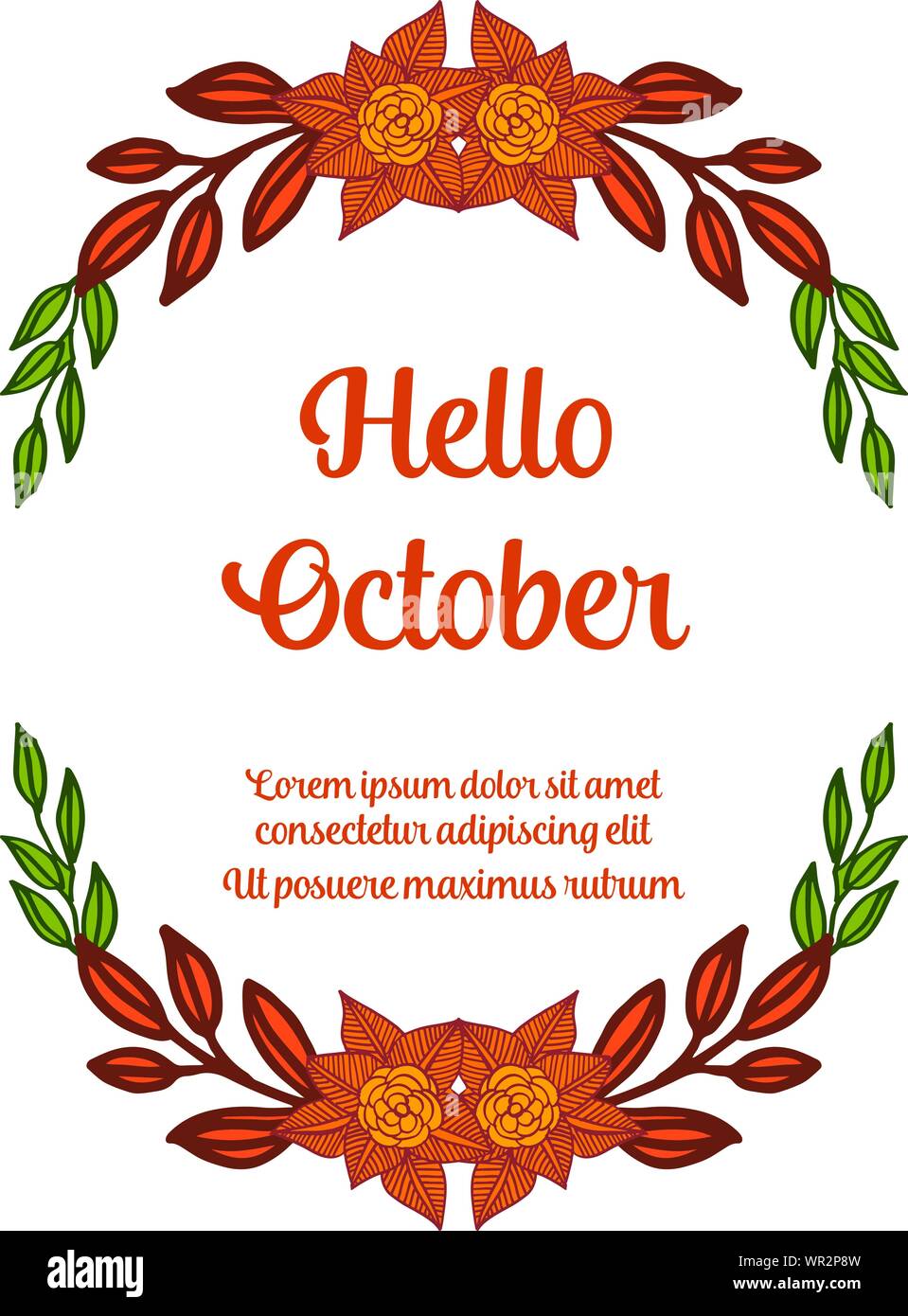 Hello october, with design leaf flower frame background. Vector Stock ...
