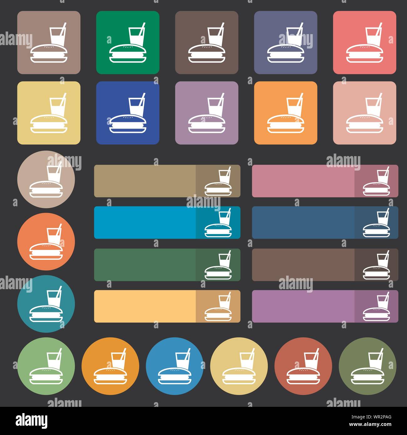 lunch box icon sign. Set from twenty seven multicolored flat buttons ...