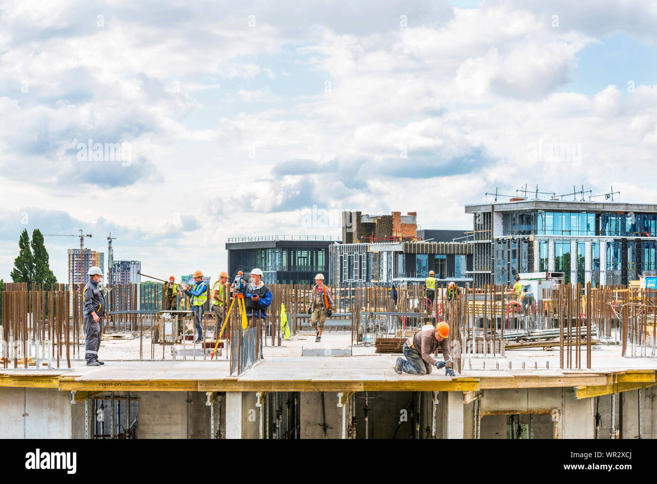 Kiev, Ukraine - September 05, 2019: Active preparatory work is ongoing ...