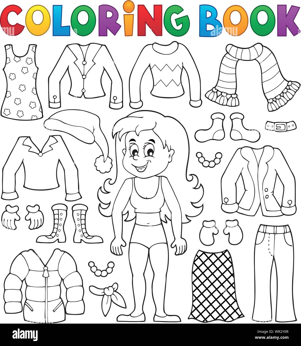 Coloring book girl with clothes theme 2 Stock Vector Image & Art - Alamy