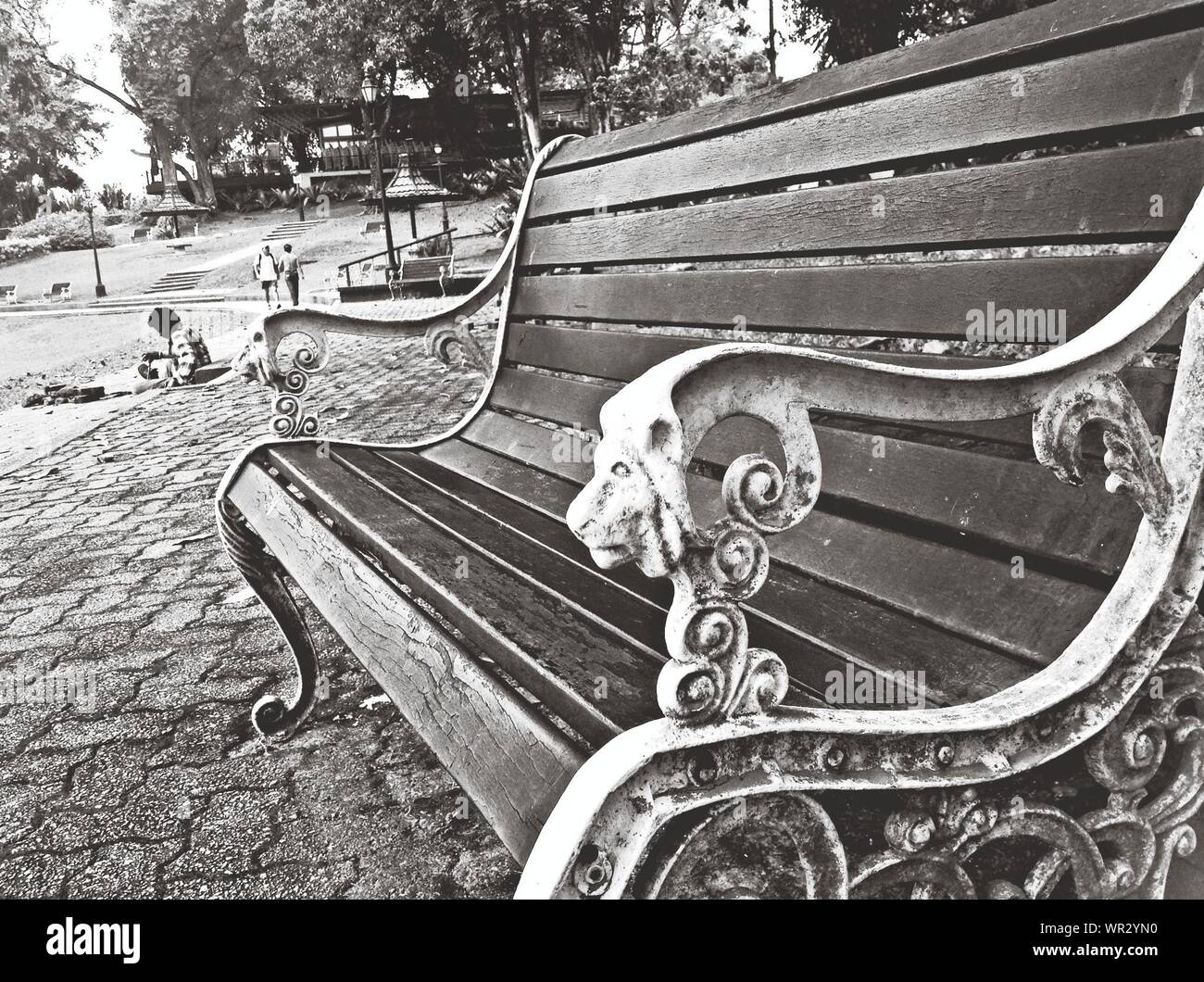 Bench on the street hi-res stock photography and images - Alamy