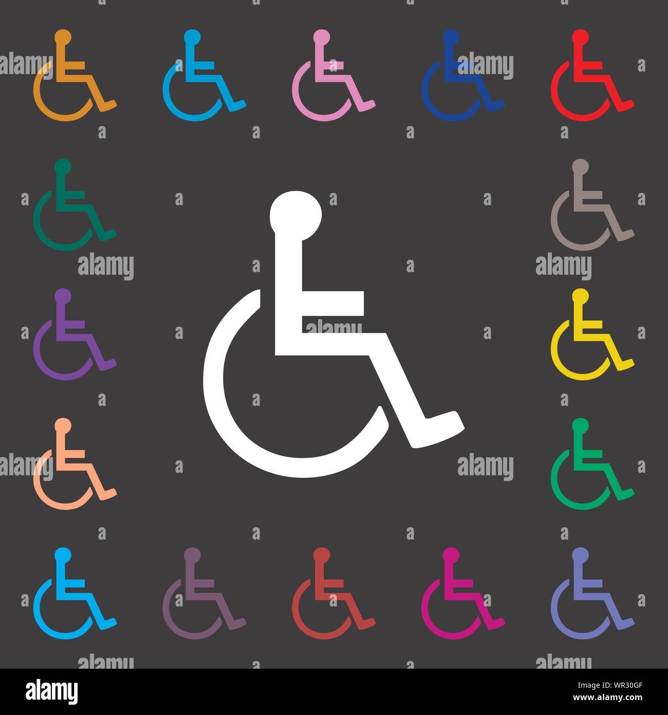 disabled iconi sign. Lots of colorful symbols for your design. Vector ...