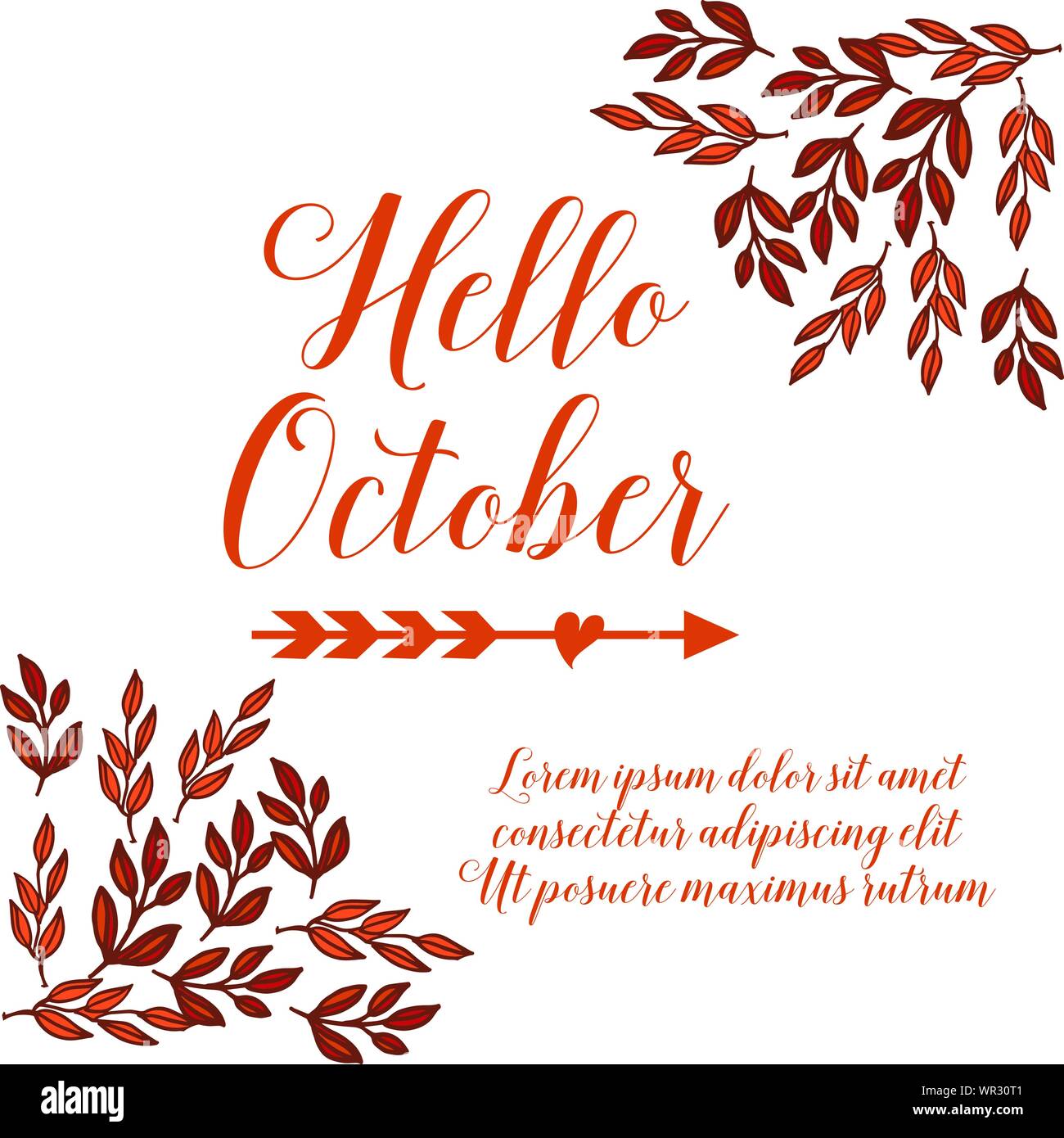 Hello october, with design leaf flower frame background. Vector Stock ...