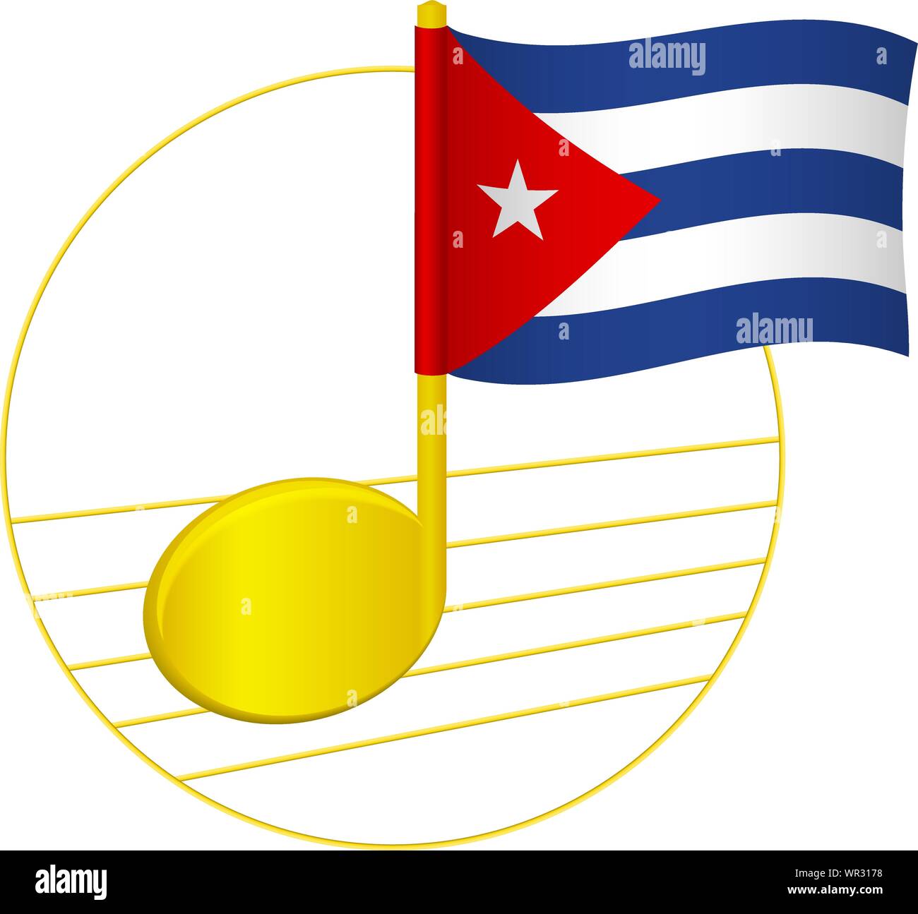 Cuba flag and musical note. Music background. National flag of Cuba and ...