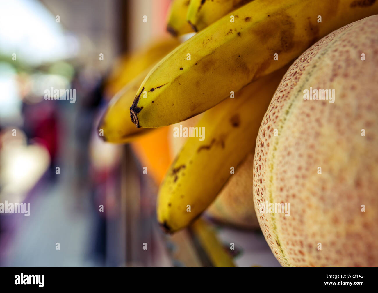 summer fruits. melon, banana, close-up macro photography Stock Photo ...