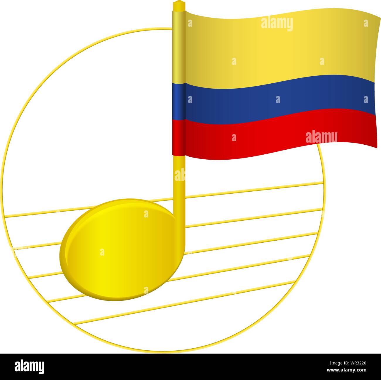 Colombia flag and musical note. Music background. National flag of ...