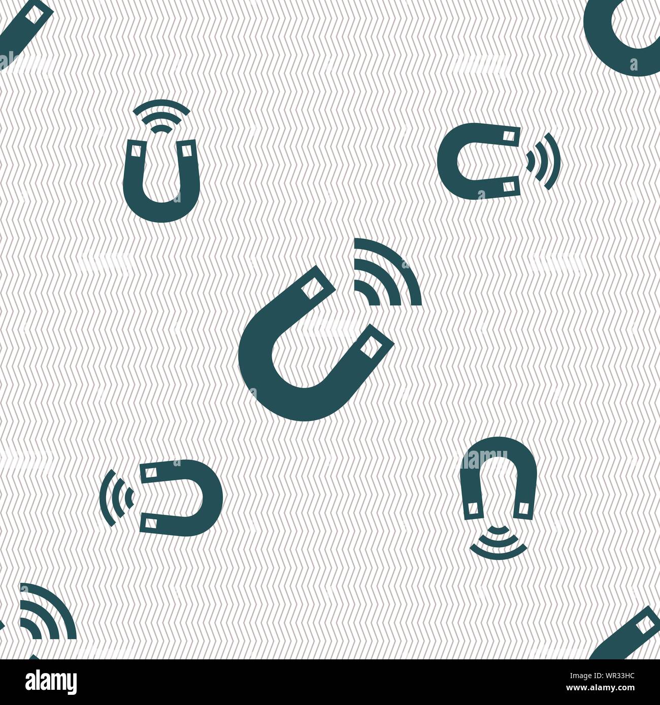 Magnet icon sign. Seamless pattern with geometric texture. Vector Stock ...