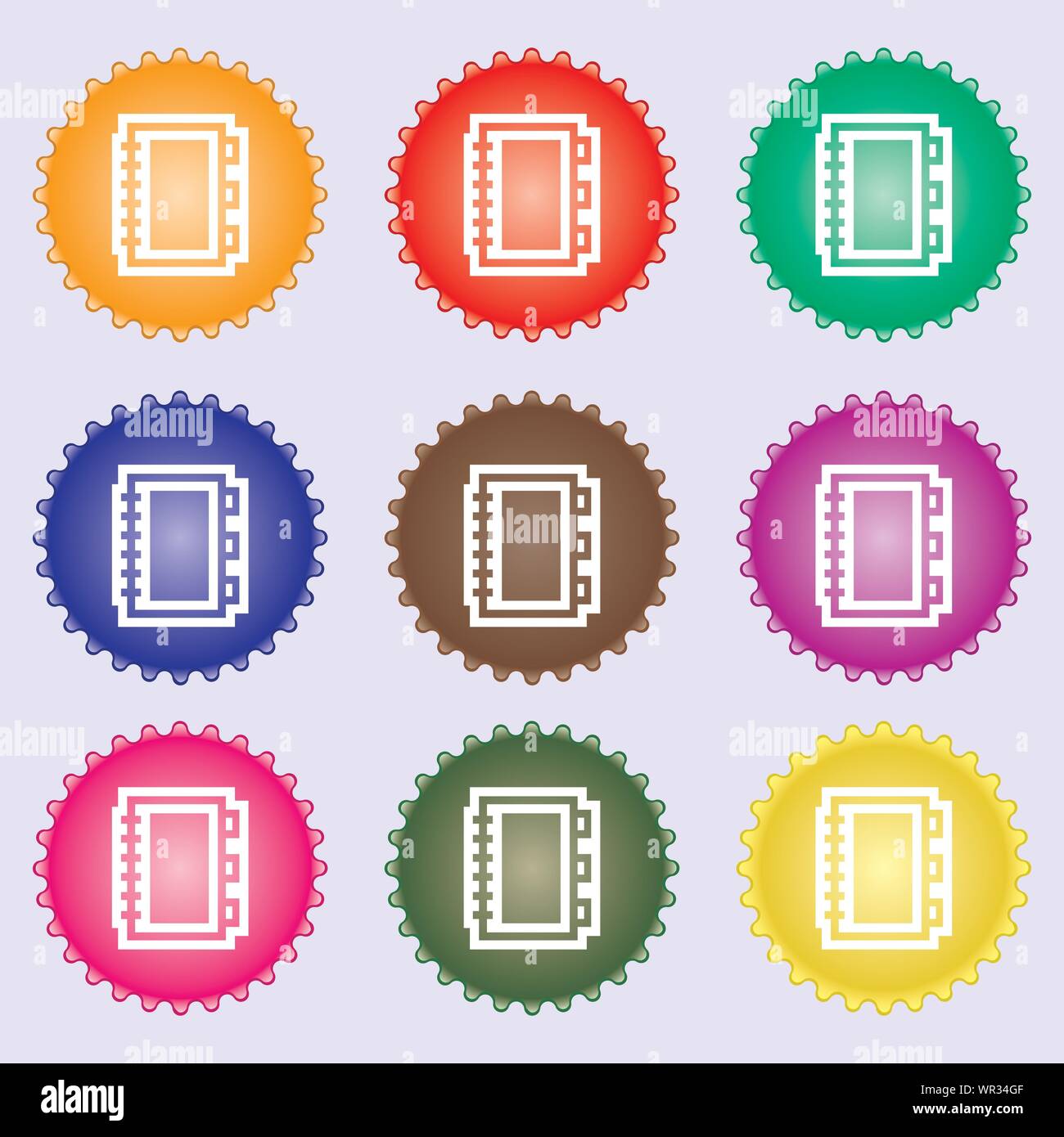 Book icon sign. A set of nine different colored labels. Vector Stock ...