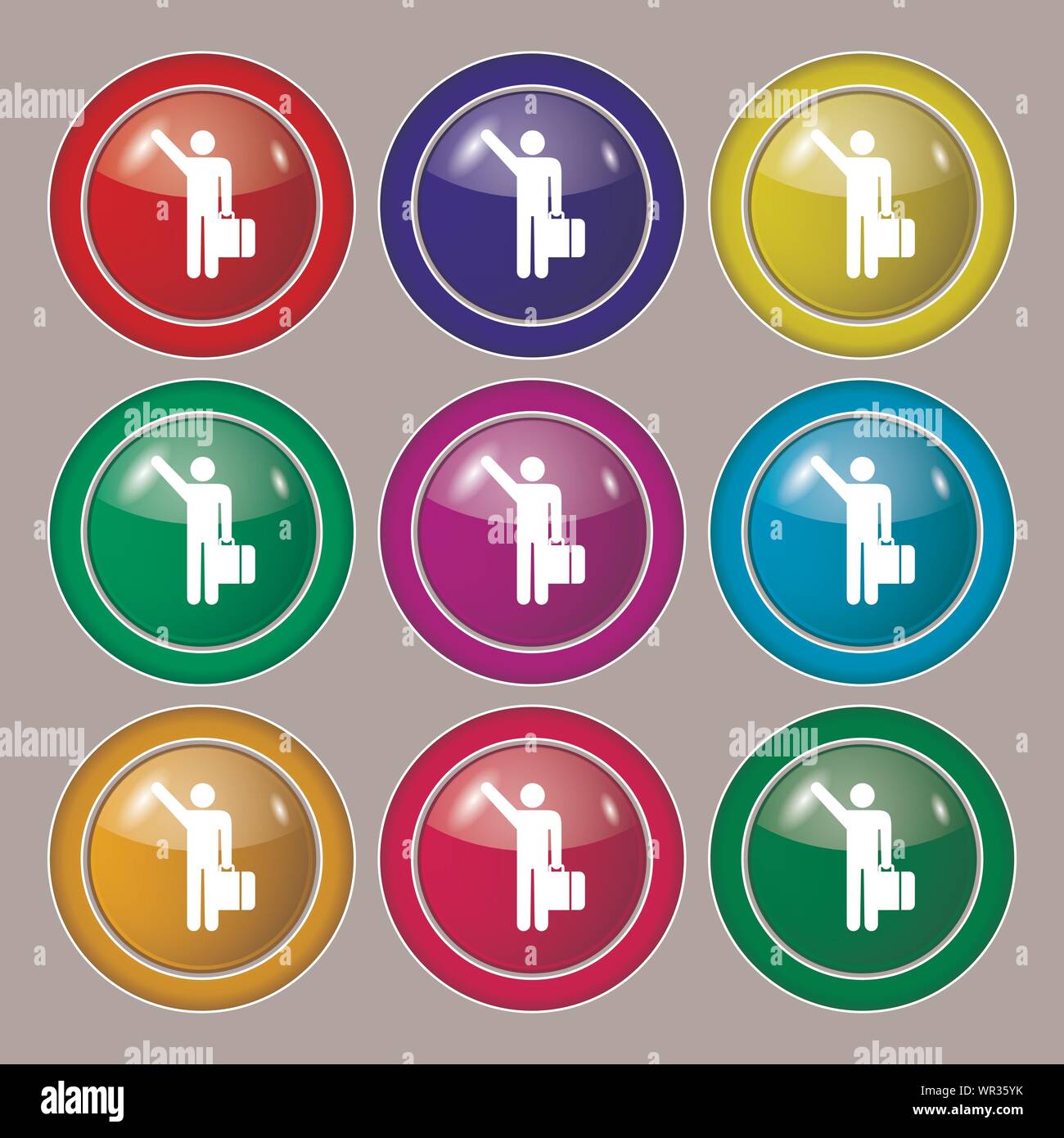 tourist icon sign. symbol on nine round colourful buttons. Vector Stock ...