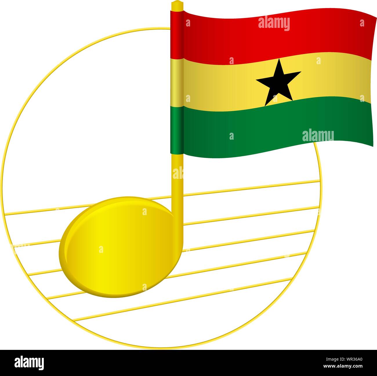 Ghana flag and musical note. Music background. National flag of Ghana ...